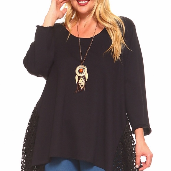 Simplicitie Inc. | Tops | Plus Size Tunic With Lace | Poshmark
